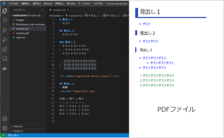 【Markdown PDF】にCSSを適用する